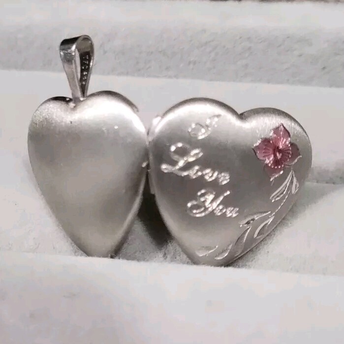 I Love you Locket Heart Pink Flower Sterling Silver 925 Pendant. | eBay