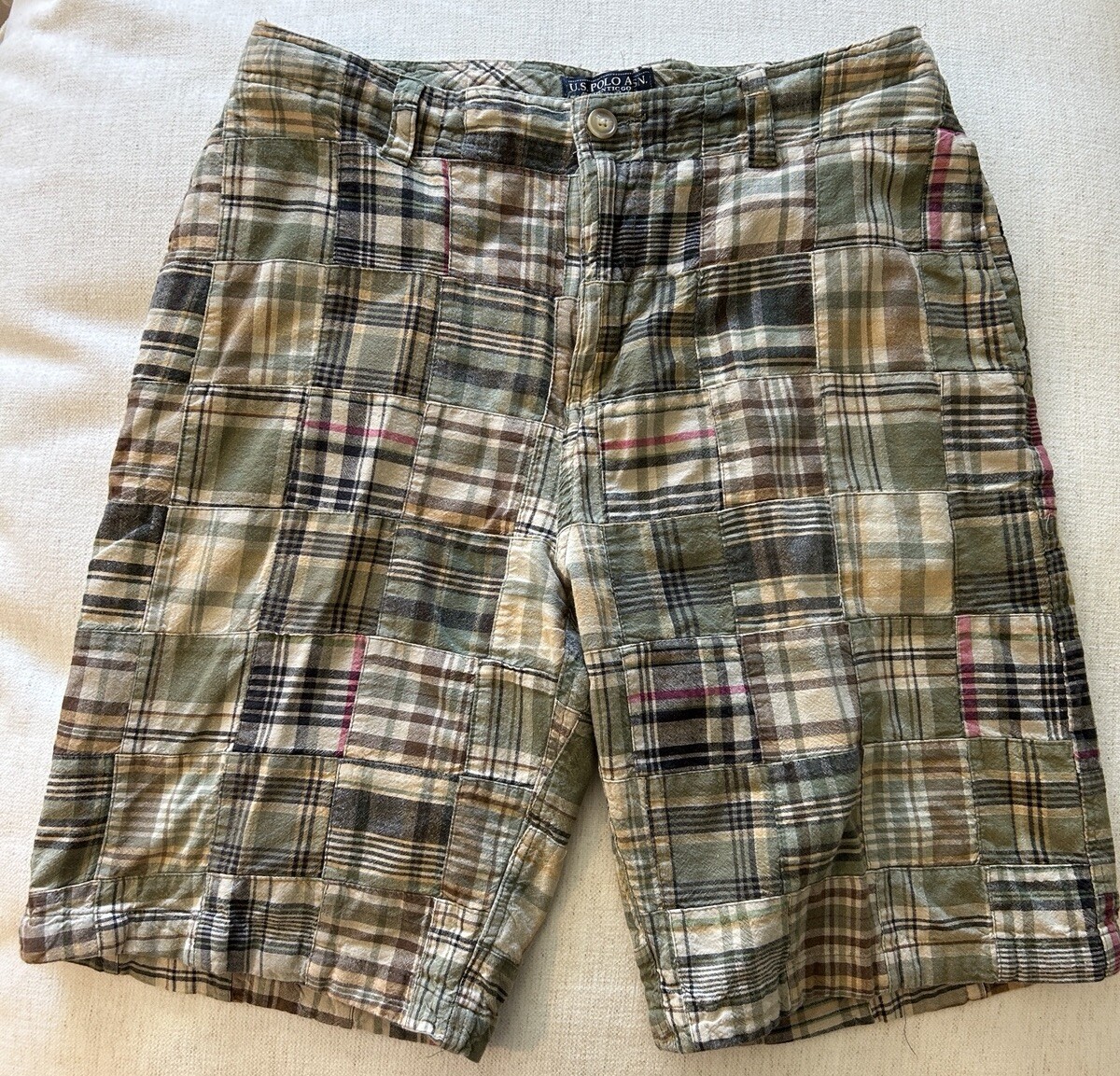 Vintage US Polo Association Madras Shorts Quilted Pat… - Gem