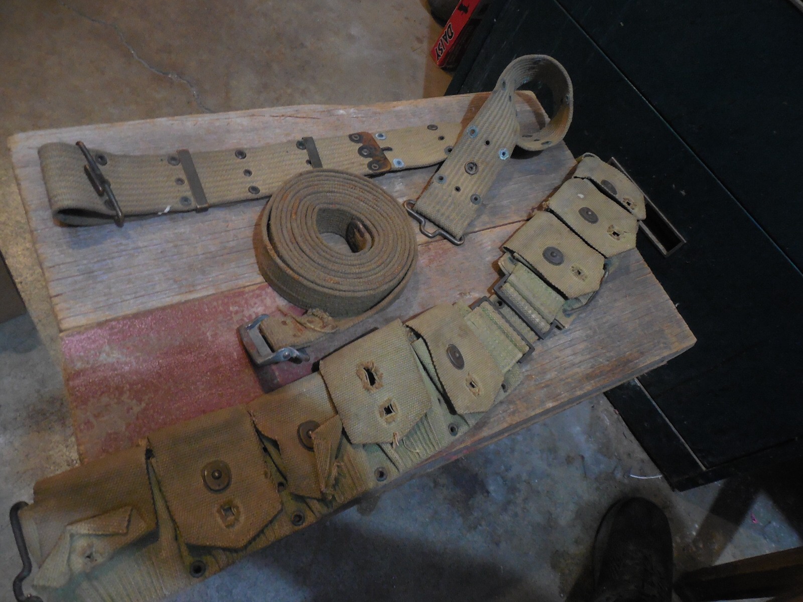 3 VINTAGE MILITARY AMMO BELTS WW1 WW2 ERA OLD ANTIQUE CLIPS CANVAS ...