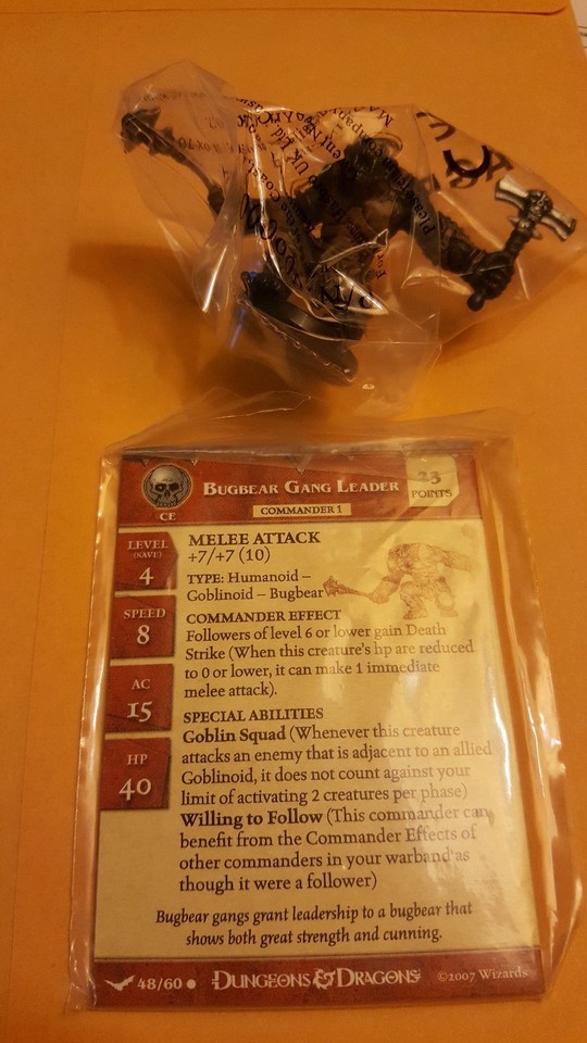 D&D Miniatures Bugbear Gang Leader Promo Repaint Unhallowed with stat ...