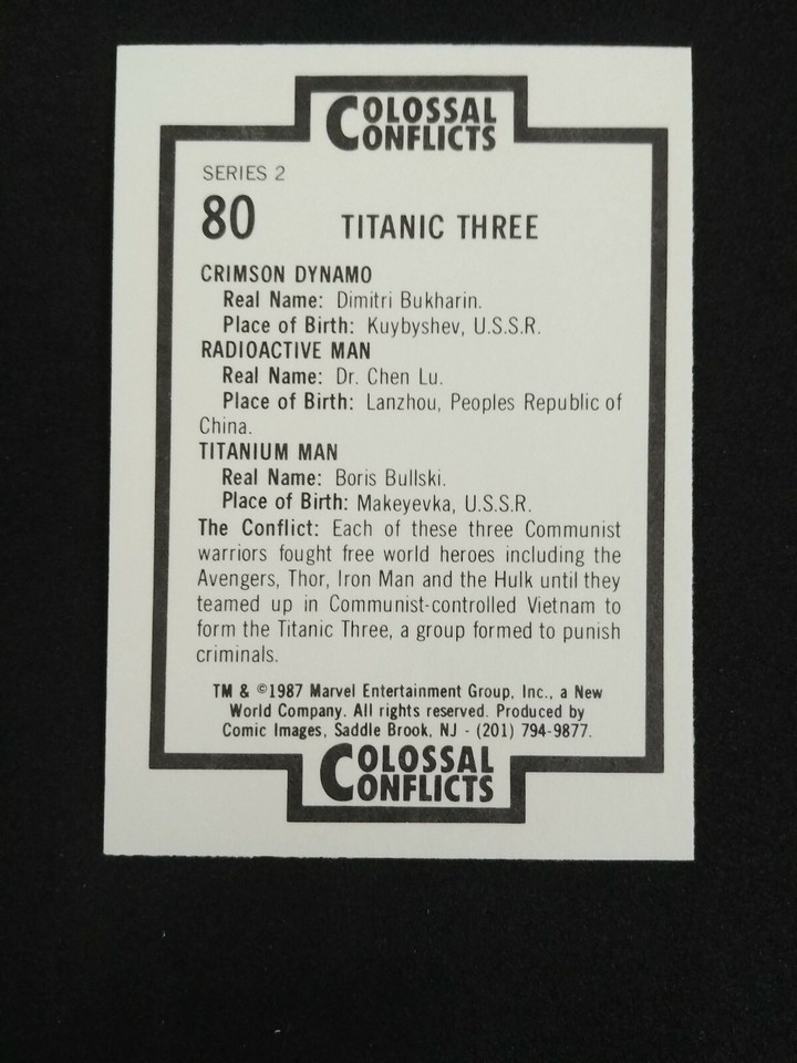 1987 Comic Images Marvel Colossal Conflicts Series 2 #80 Titanic Three ...