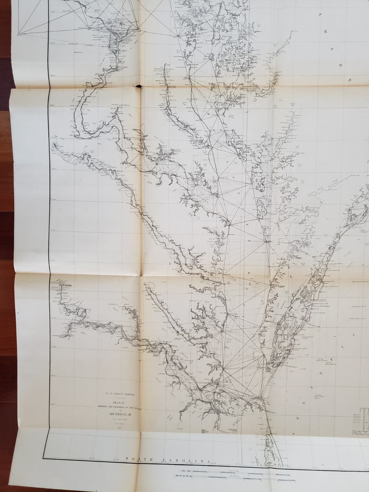1843/1877 Coast & Geodetic Survey Map #6 Triangulation Rehoboth Bay to ...