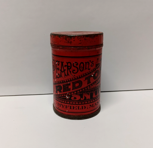 Antique Pearson's Snuff Tin, RED TOP Byfield, Ma. ~ Nice Script ...