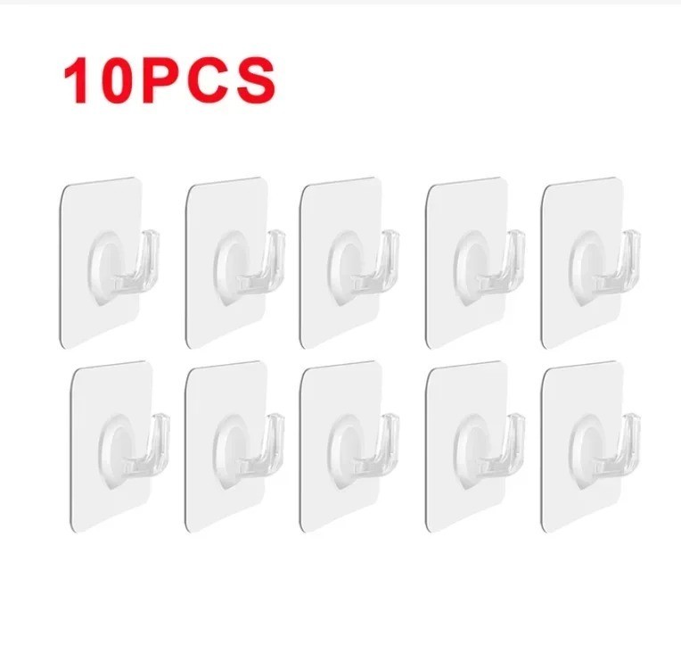 10 x Self Adhesive Wall Hooks Heavy Duty Stick On Door Hanger Sticky ...