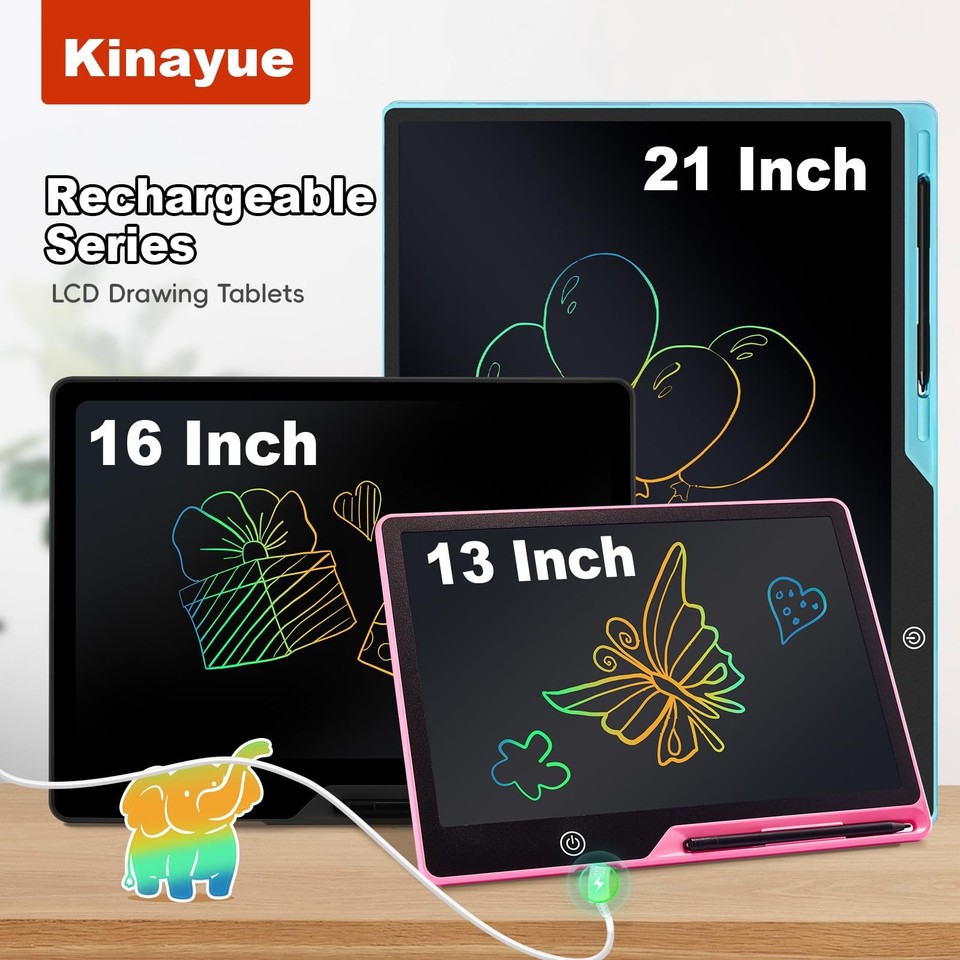 LCD Writing Tablet for Kids, Rechargeable 21 Inch Doodle Board,Easter ...