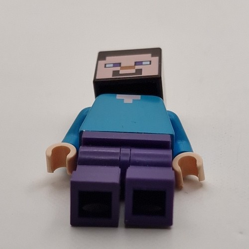 LEGO Minifigure Minifig Minecraft Steve (Light Nougat) Dark Purple Legs ...