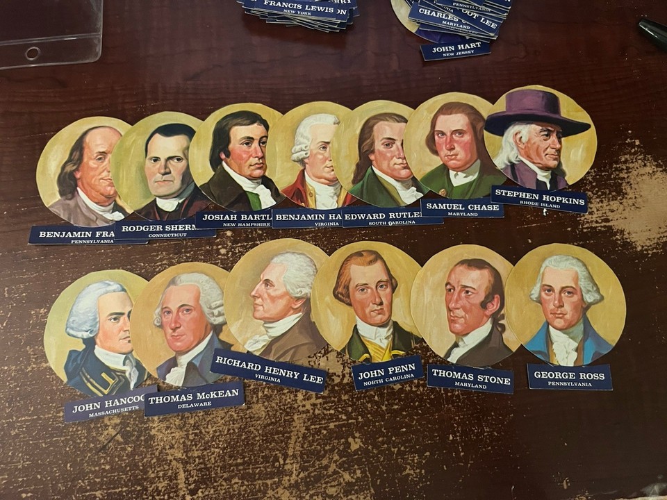 Vintage Rare Signers Of Declaration Of Independence Cardboard Buttons ...