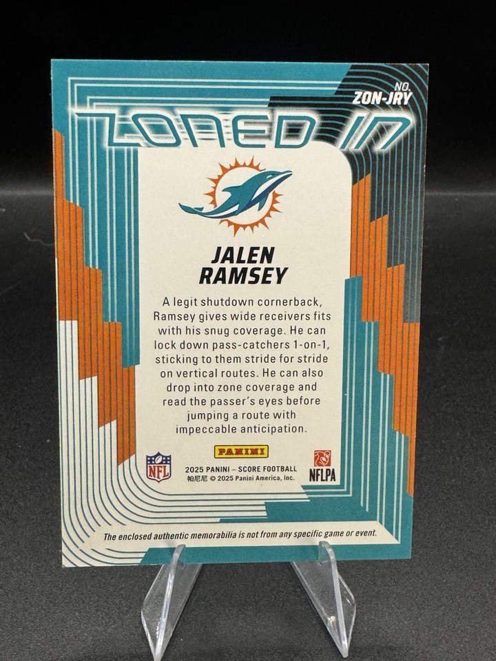 2025 Score - Zoned in Jalen Ramsey #ZON-JRY Jerseys (MEM) | eBay