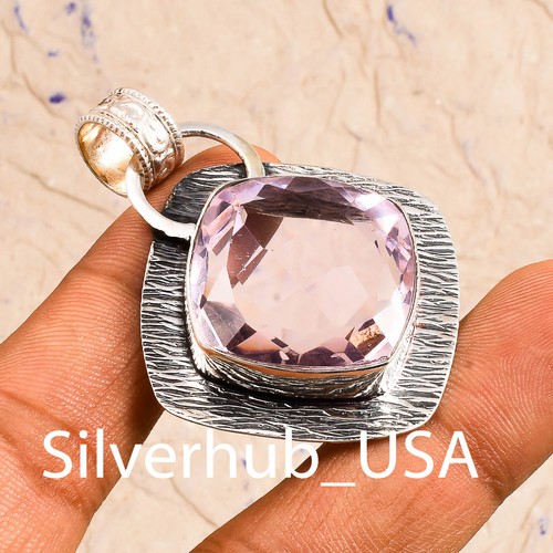 Pink Kunzite Gemstone 925 Sterling Silver Pendant Mother's Day Jewelry ...