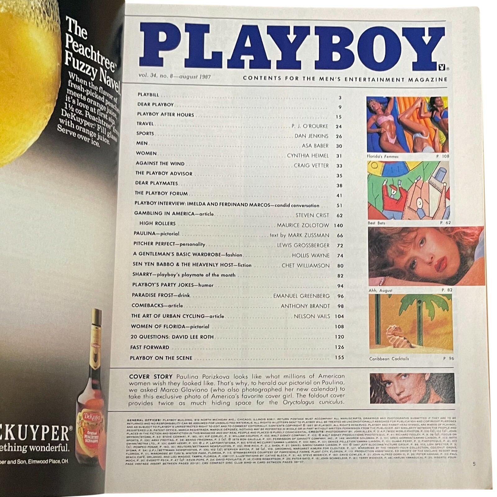 Playboy Magazine August 1987 Sharry Konopski, Paulina Porizkova ...