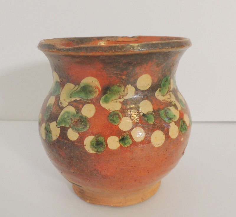 Vintage Hand Thrown French Redware Art Pottery Handled Pitcher Pot Vase ...