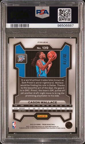 2023-24 Cason Wallace Prizm Red Choice Rookie Card PSA 10 GEM MINT /88 ...