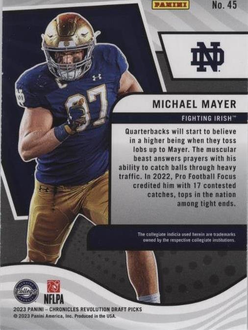 Las mejores ofertas en 2023 Panini Chronicles Draft Picks Michael Mayer ...
