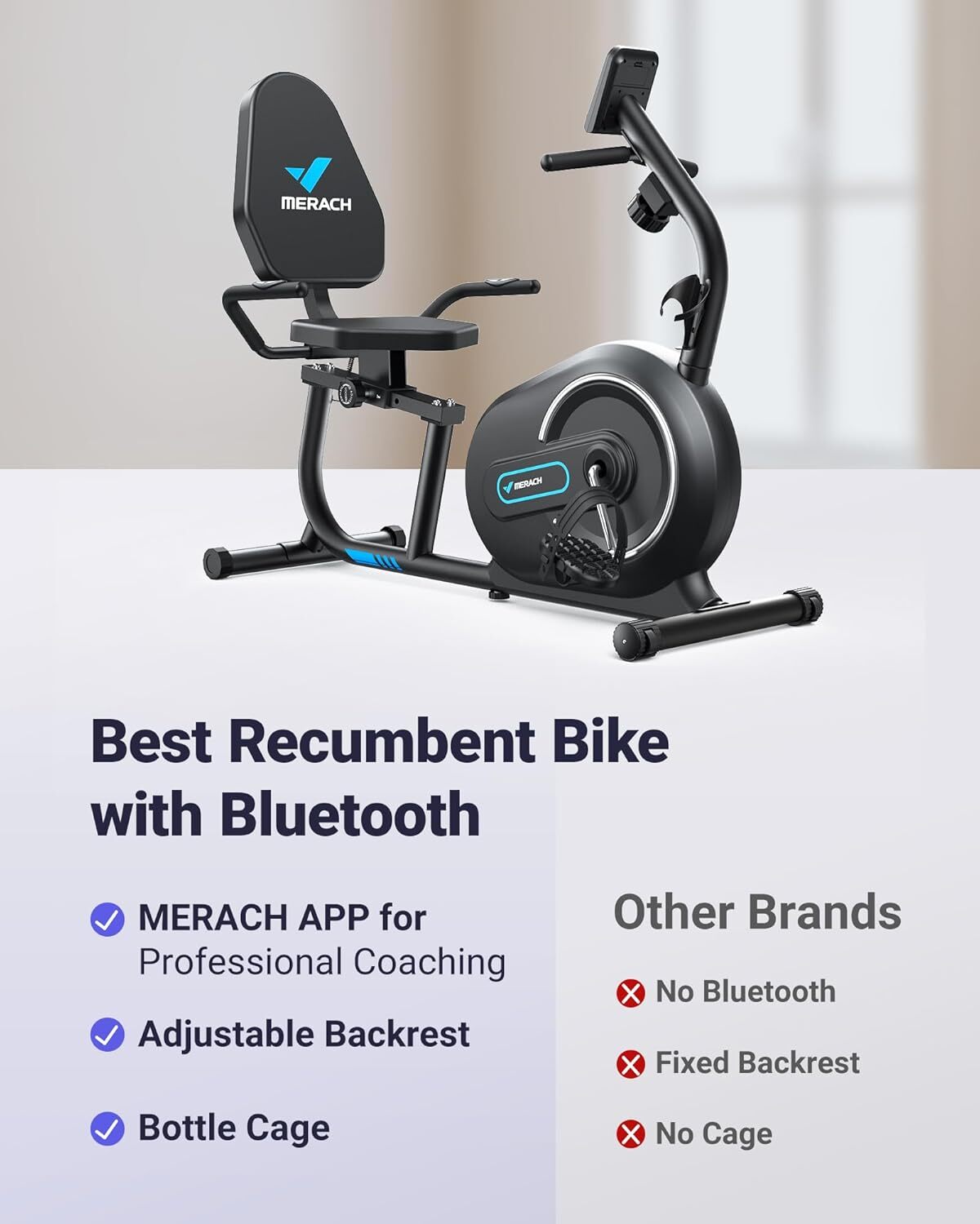MERACH S08 Recumbent Exercise Bike Workout Machine Full Body Fitness ...
