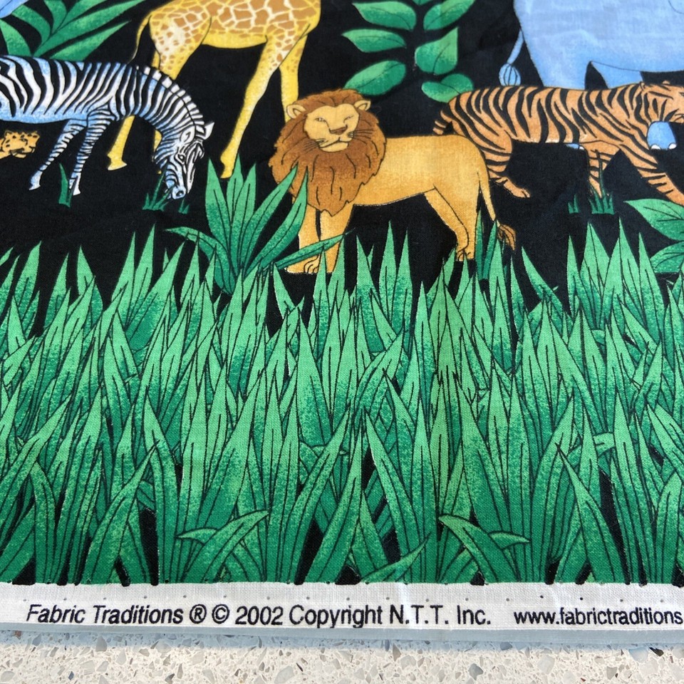 Jungle Safari Zoo Fabric Traditions Material Zebra Lion Elephant ...