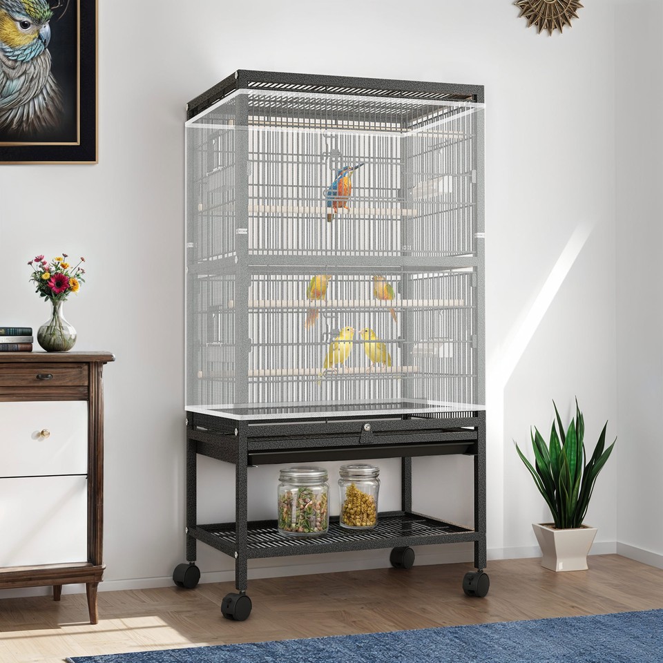 52" Metal Parrot Cage / Canary Parakeet Crow Pigeon Portable Bird Cage ...