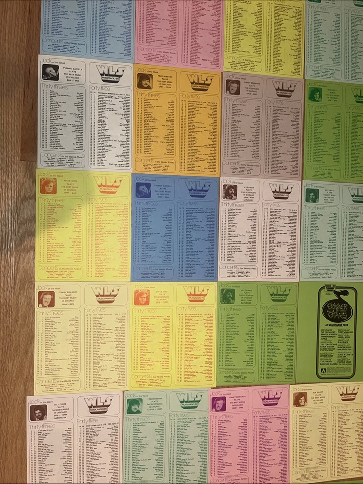 33 Miscellaneous Large Format WLS Radio Record Surveys + 1 WLS Concert ...