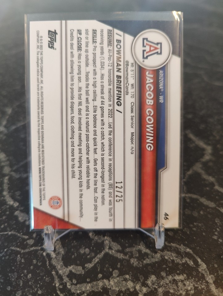 Jacob Cowing Orange /25 2023 Bowman Chrome U University | eBay