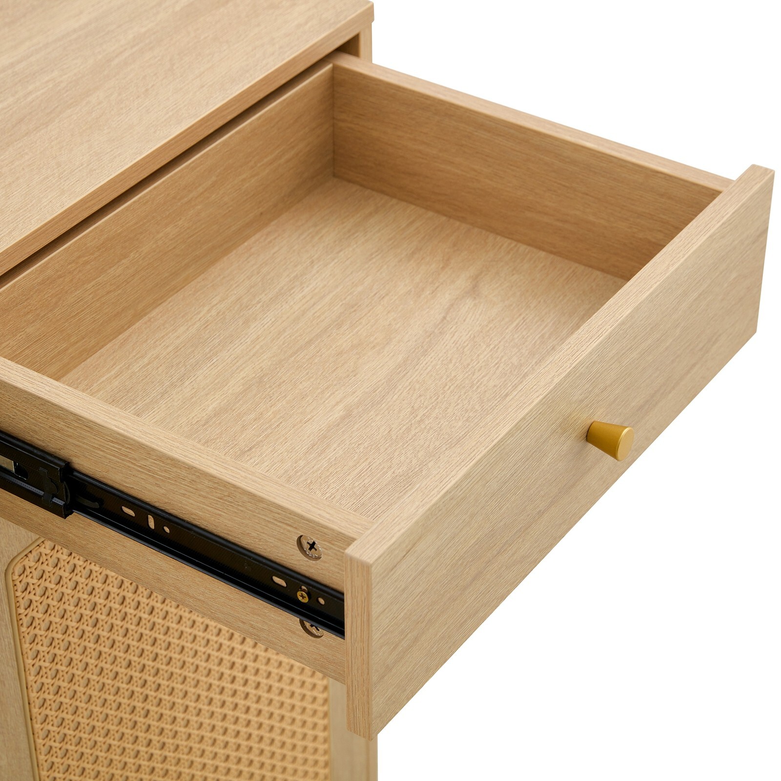 4-Tier Shoe Storage Cabinet Dual Rattan Decor Doors Shoe Cabinet with ...