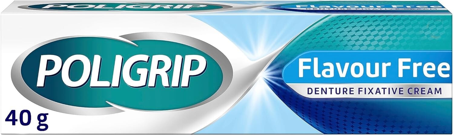 3 x Poligrip Essential Denture Fixative Cream 40g Secure Hold Flavour ...