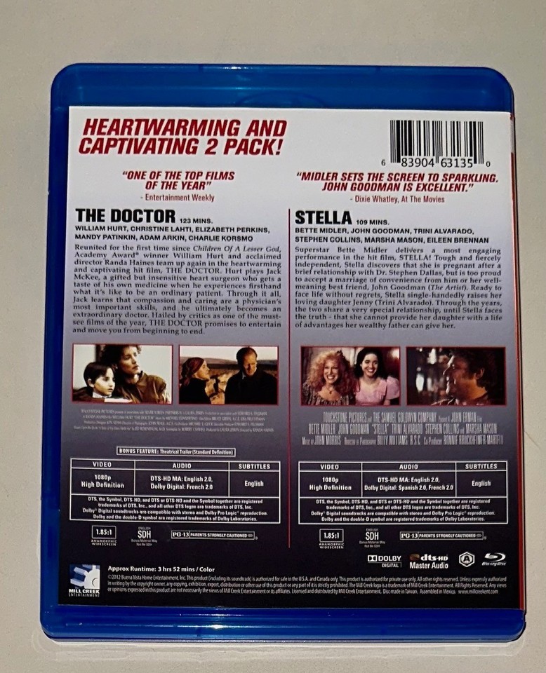BLU-RAY - THE DOCTOR / STELLA - William Hurt / Bette Midler - Mill ...