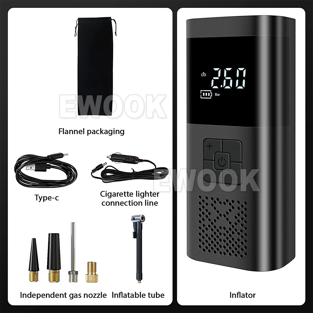 6000mAh Portable Car Tyre Inflator Rechargeable Air Compressor Tire ...