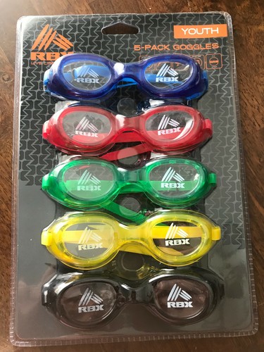 NIB 5 Pack Goggles RBX Youth playa beach sport latex free shatterproof ...
