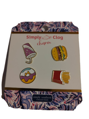 Simply Southern Clog Crocs Metal 4pk Charms Burger Fries Donut Drink | eBay