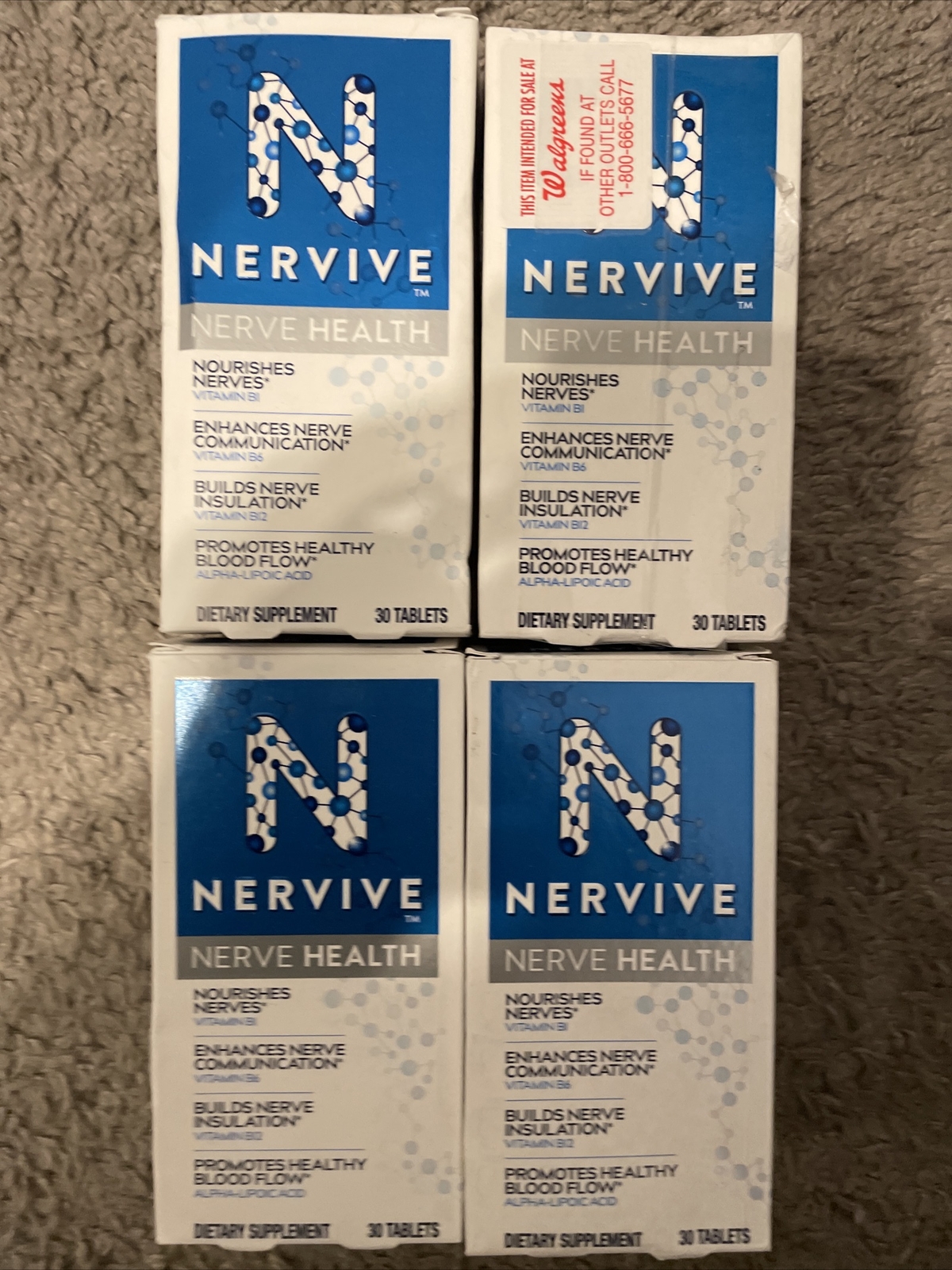 4 Boxes Nervive Nerve Health Vitamin B Complex Supplements - 30 Tabs ...