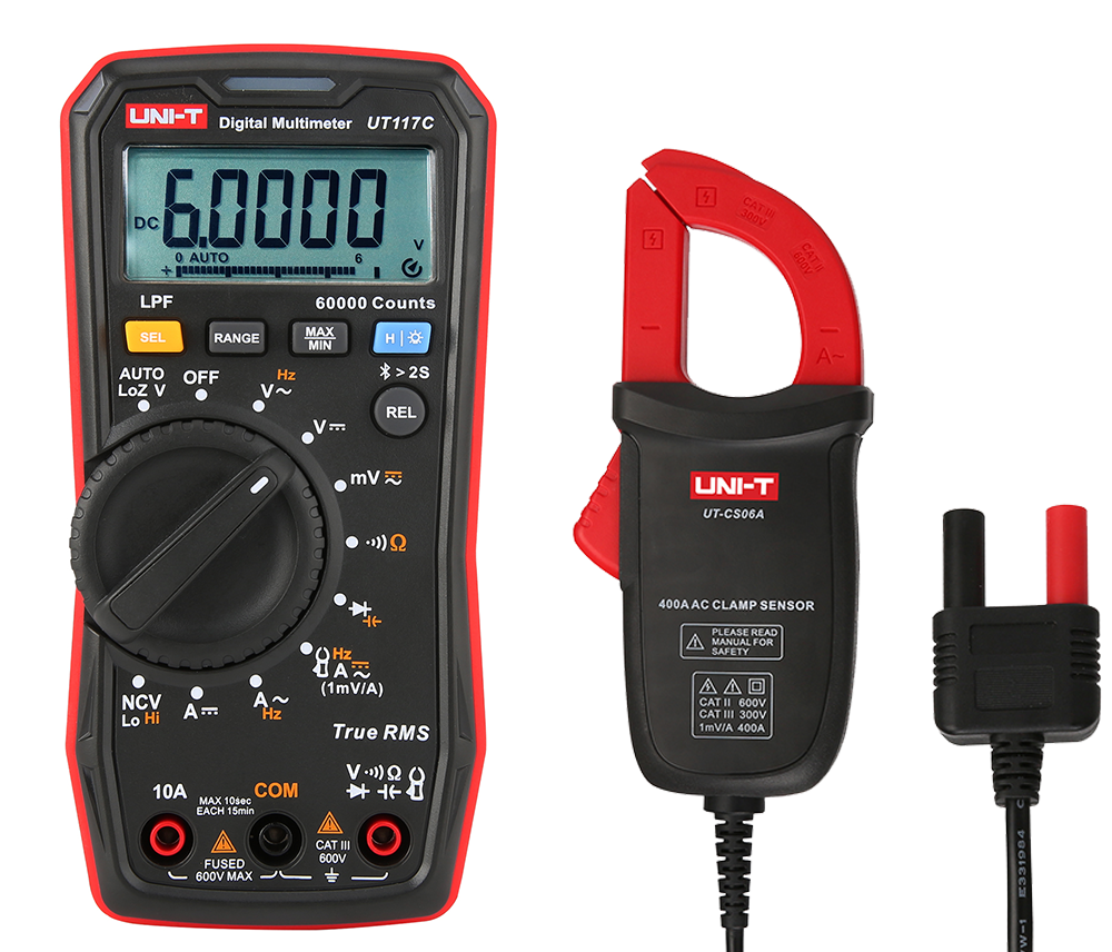 UNI-T UT117C Bluetooth Digital Multimeter True RMS UTCS06A 400A Current ...