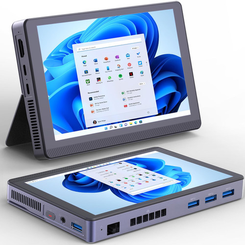 Mini PC with Screen, Portable Mini PC Computer 7 Inch Touchscreen Alder ...