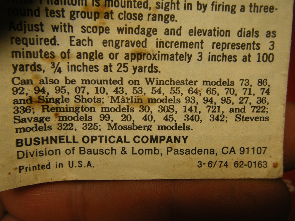 Vintage Bushnell Phantom 1.3 Power Scout Scope Winchester 94 Japan | eBay