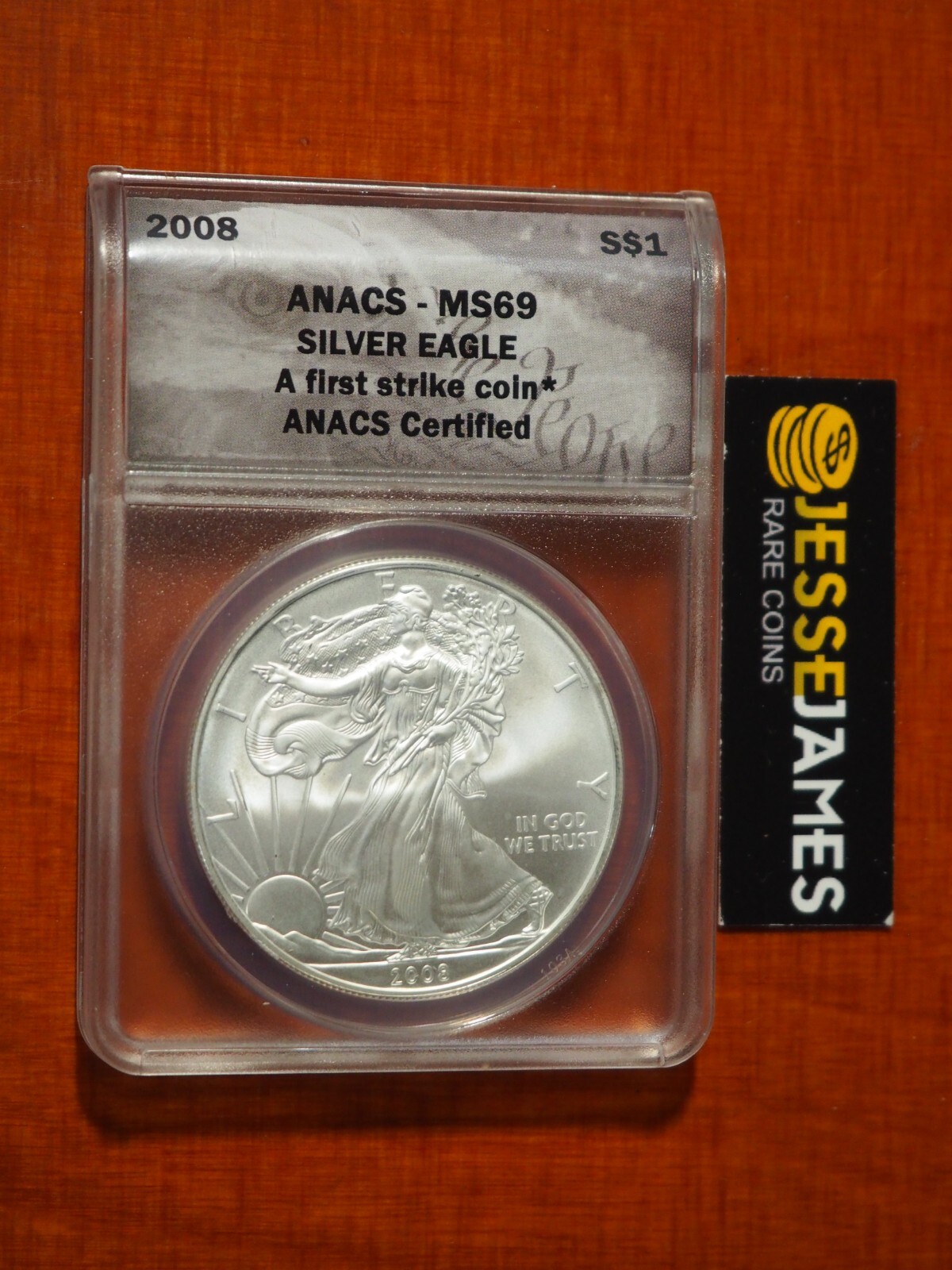 2008 $1 AMERICAN SILVER EAGLE ANACS MS69 FIRST STRIKE LABEL | eBay