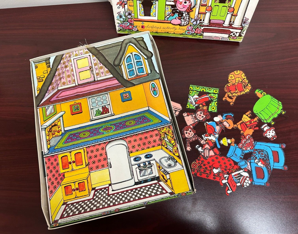 Vintage 1974 Raggedy Ann Doll House Colorforms Set -Missing Stickers ...