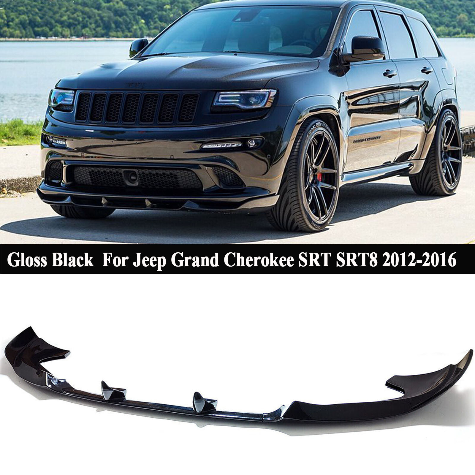 For Jeep Grand Cherokee SRT SRT8 12-16 Gloss Black Front Bumper Lip ...
