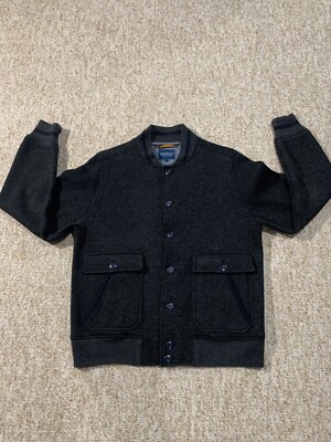 Faconnable Men’s Jacket Wool Long Sleeves Button Front Pockets Dark ...