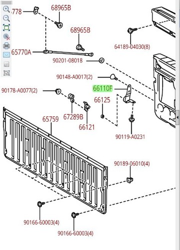 TOYOTA 16-23 TACOMA REAR TAILGATE HINGE PASSENGER SIDE 66110-04030 ...