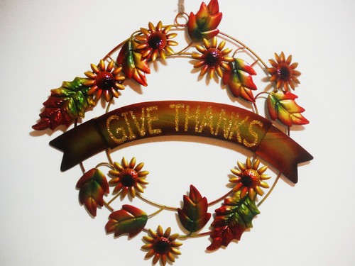 FALL THANKSGIVING..METAL "GIVE THANKS" SIGN BEAUTIFUL15''X16'' | eBay