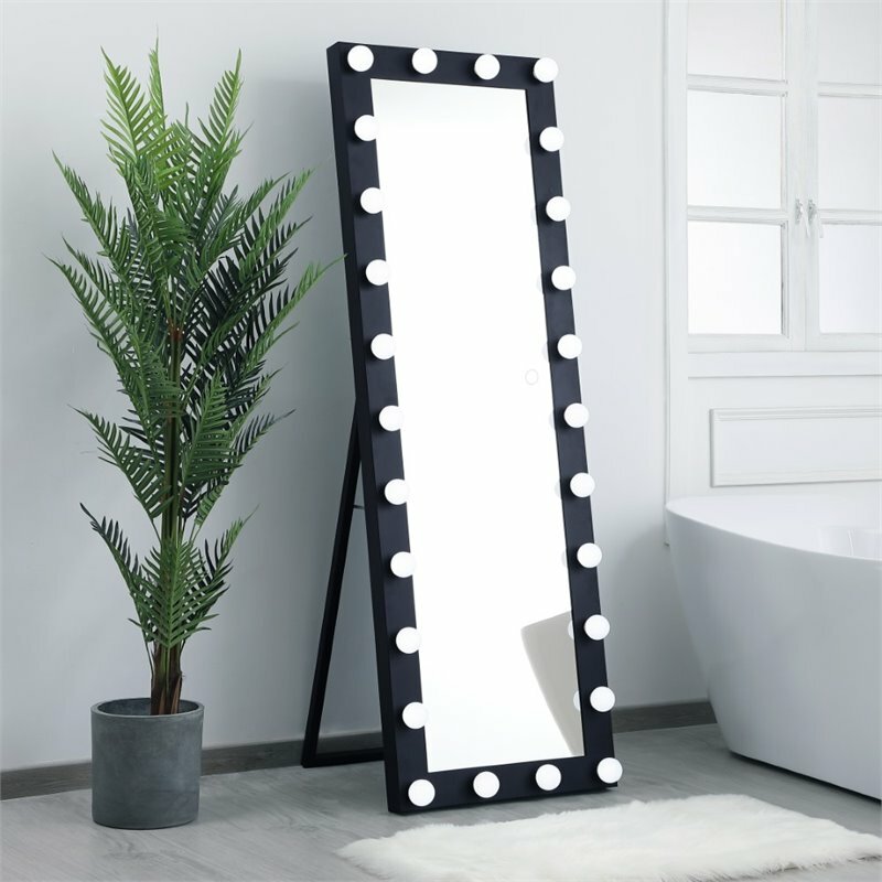 Elegant Decor Brenda 71" x 24" Plug in LED Vanity Standing Mirror in ...