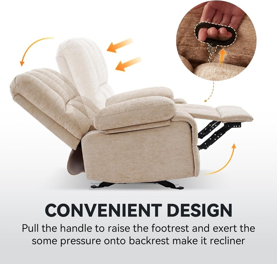 Large Grand Manual Recliner Chair Oversized Rocking Chair Overstuffed ...