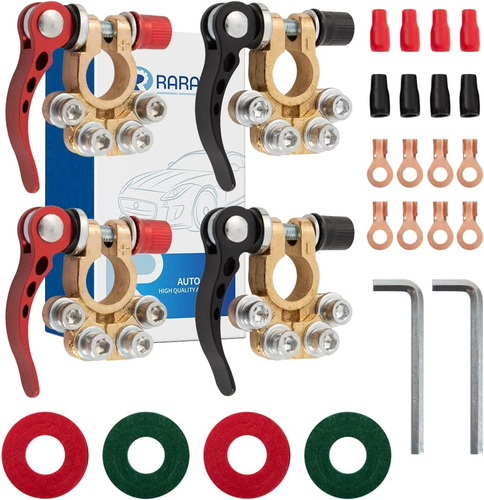 4 PCS Military Spec Battery Terminal Connectors Top Post Kit with Cover ...