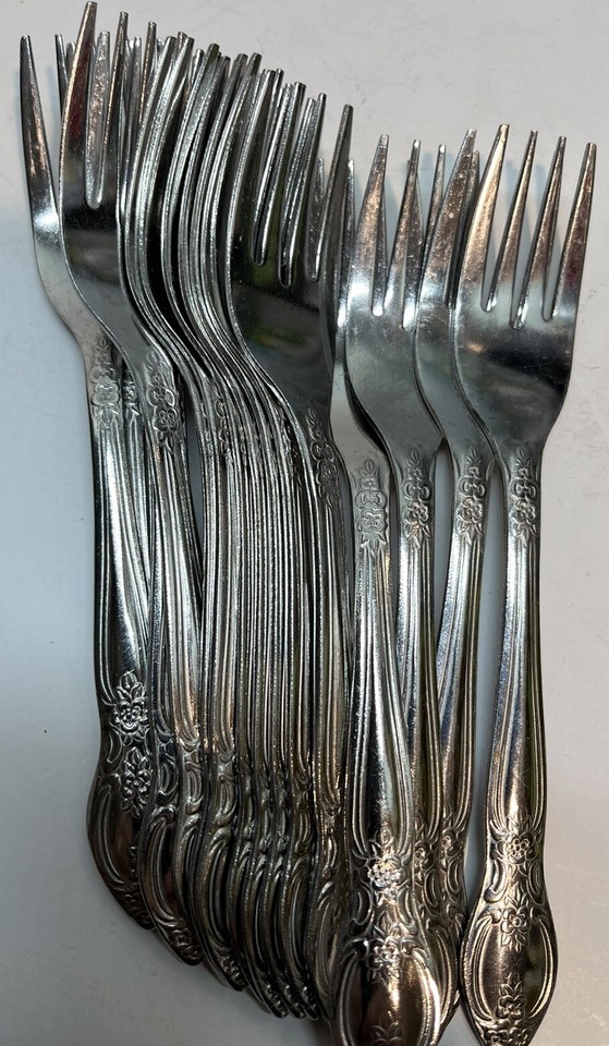 Rogers Flatware 63 Pc Set Floral Stainless Steel Spoon Knife Fork See Pics B4 | eBay