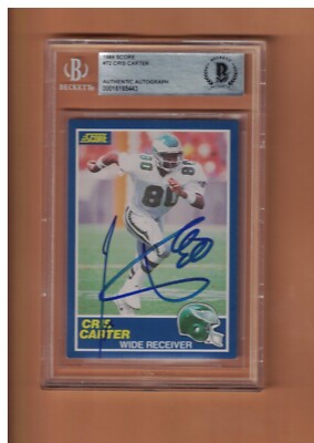 CRIS CARTER AUTOGRAPHED 1989 SCORE FOOTBALL ROOKIE CARD SIGNED EAGLES ...