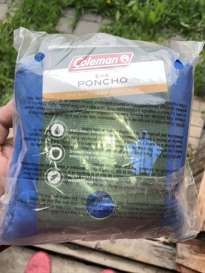 NEW Coleman Adult EVA Waterproof Poncho w/ Hood reusable Bag - 50 in x ...