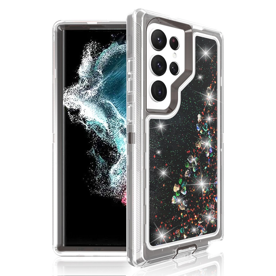 For Samsung S23 Ultra S22 S21 S20 Plus Liquid Glitter Bling Defender ...