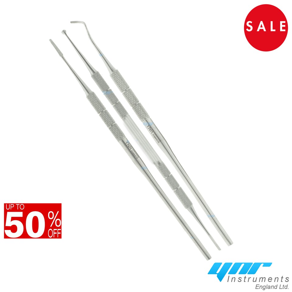 3 Pcs YNR Podiatry Set - Swan Neck Probe / Fine & Double Ended Blacks ...
