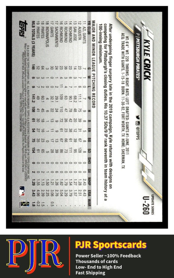 2020 Topps Update #U-260 Kyle Crick Pittsburgh Pirates | eBay