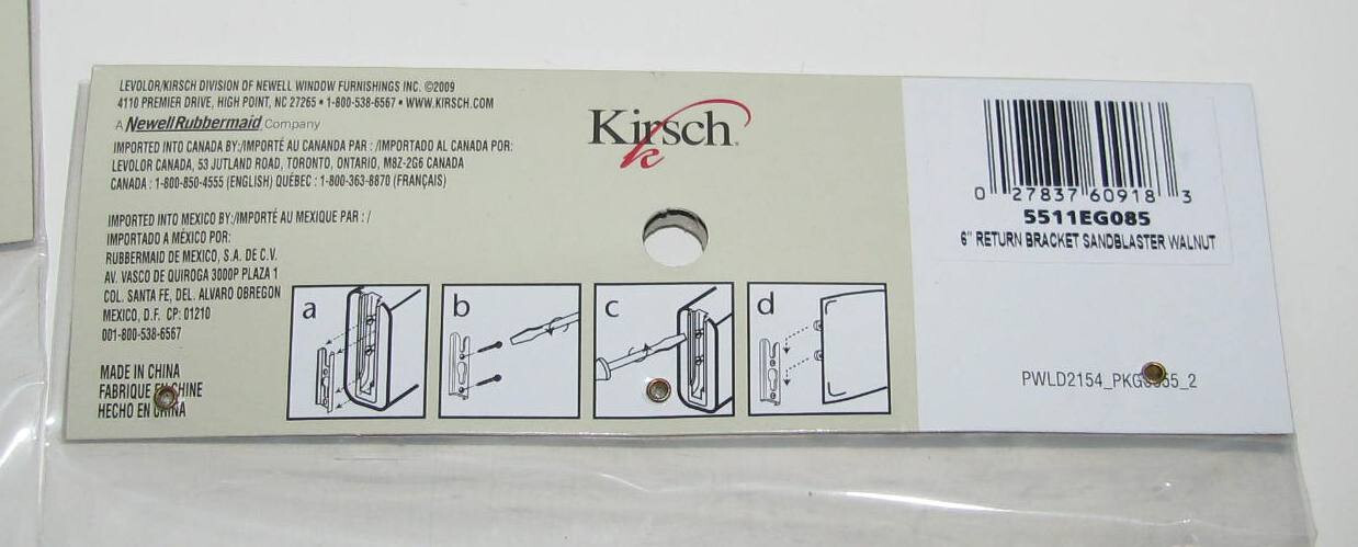 (5) Kirsch Wood Trends 6" Brackets for 2" Pole #5511-085 Walnut - NO ...