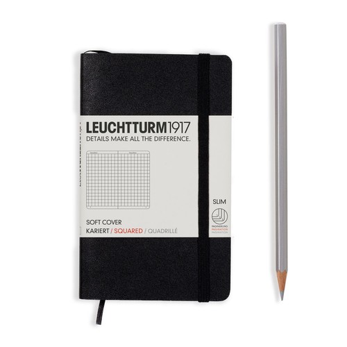 Notebook Pocket (A6) Softcover, 121 Numbered Pages, Squared, Black | eBay