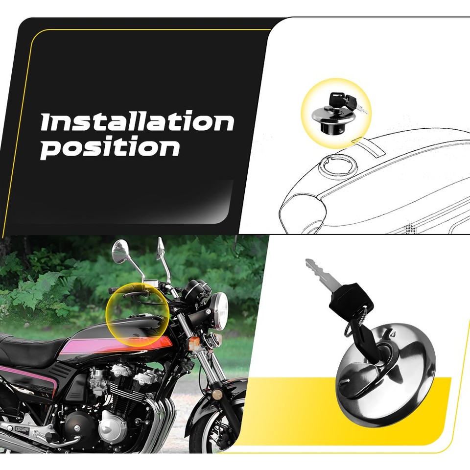 Motorcycle Universal Gas Lid Fuel Tank Cap Cover w/ Key Lock For Most ...